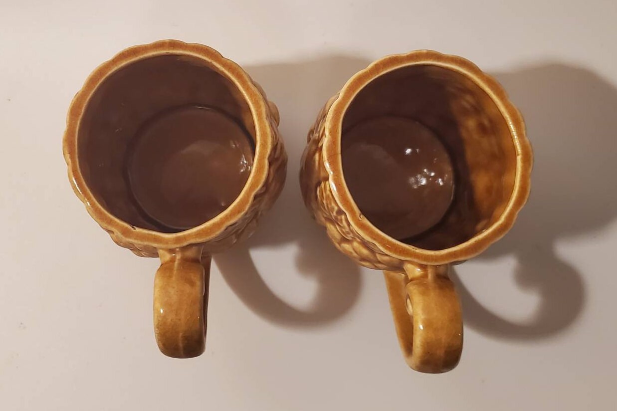 Inarco Pottery Mugs Japan Vintage Coffee Cups Set of 2 Fruit Motif Mugs ...