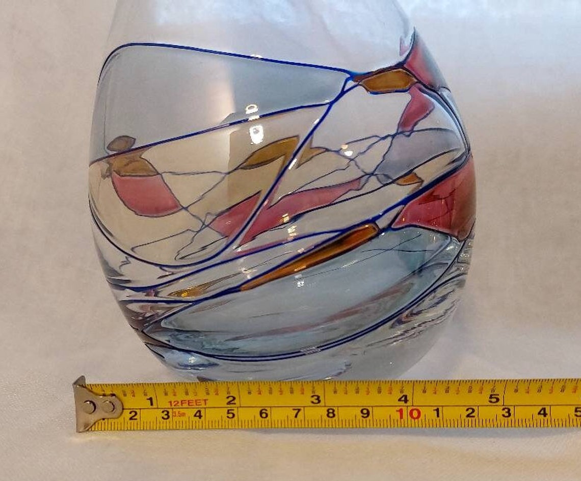 Romanian Crystal Wine Decanter Vintage Stained Glass Mosaic - Etsy