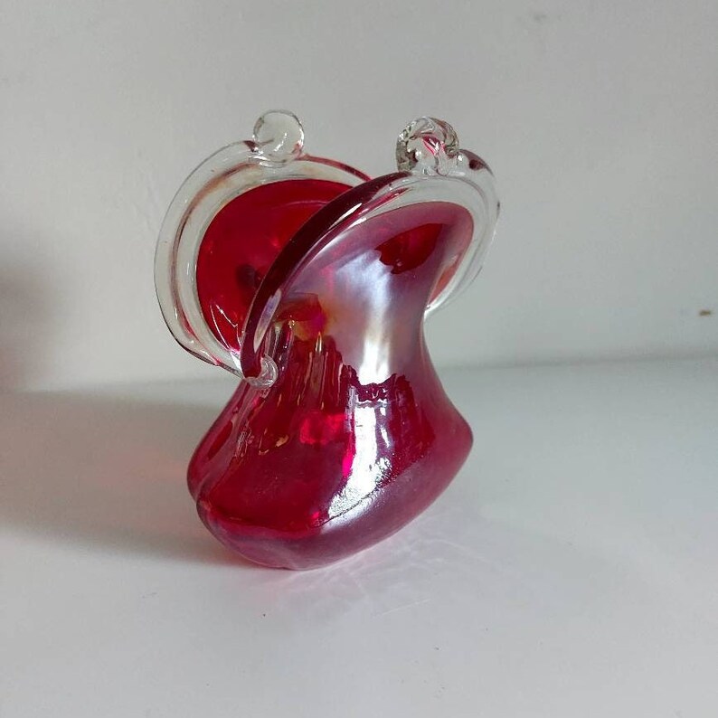 Cranberry Red Art Glass Coin Purse Ponteil Bottom Glass Clutch Mid ...