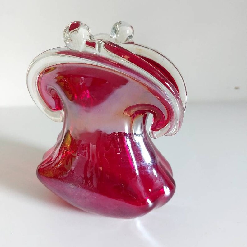 Cranberry Red Art Glass Coin Purse Ponteil Bottom Glass Clutch Mid ...