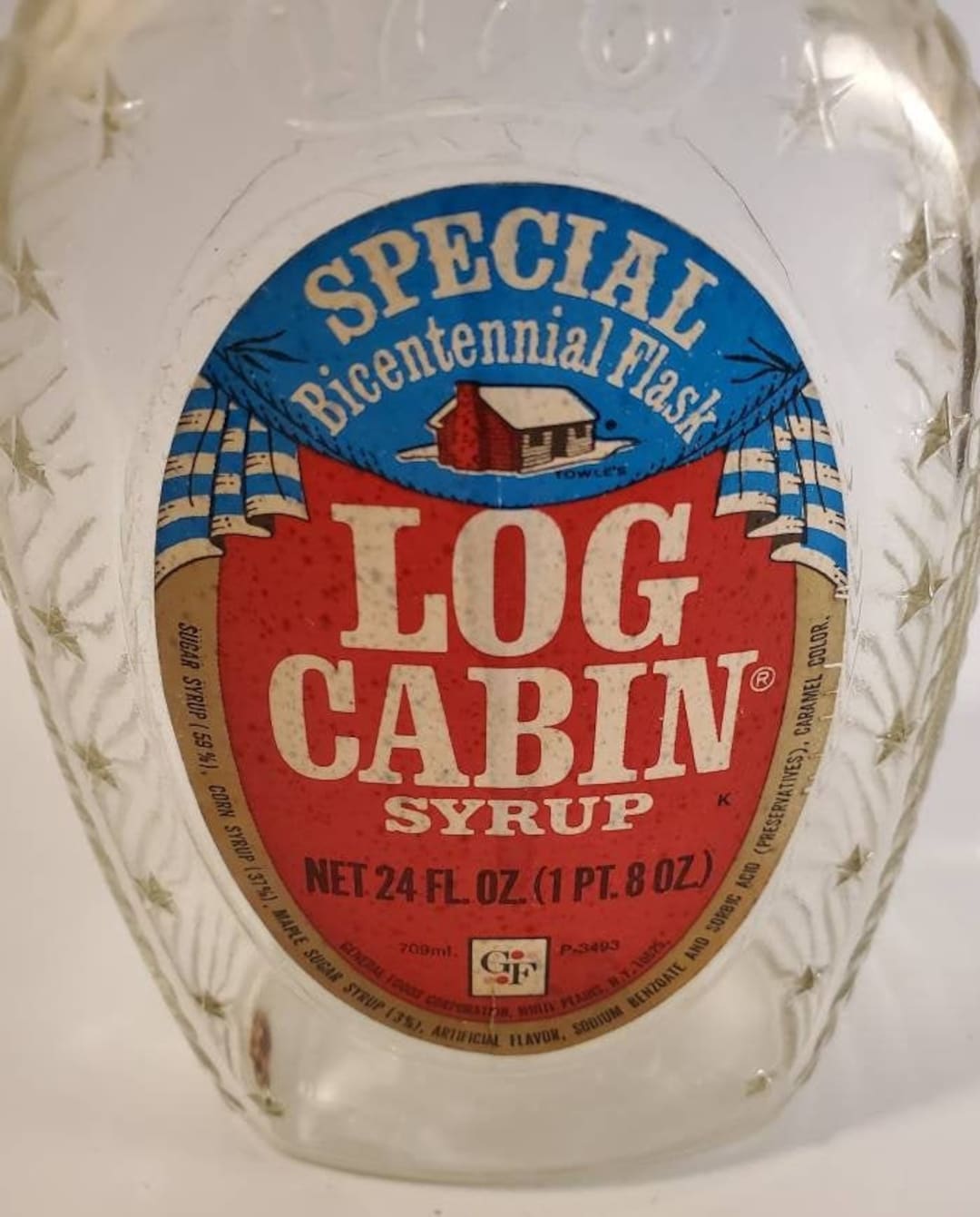 Log Cabin Syrup Special Bicentennial Flask Vintage Bottle - Etsy