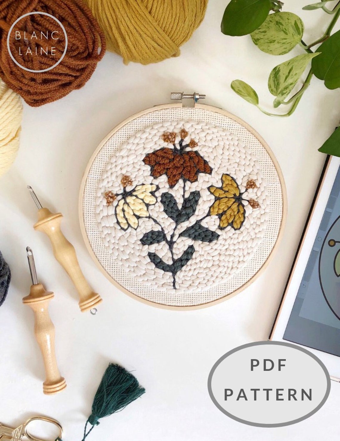 PDF FILE ONLY / Punch Needle Flower Pattern / Punch Needle - Etsy