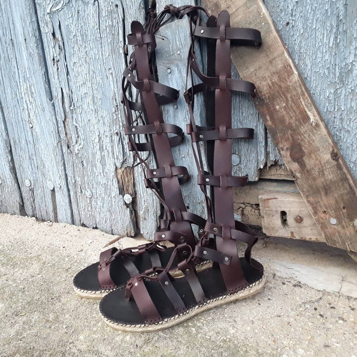 Flat Sole Roman Espadrilles Sandals. Leather Gladiator Sandals. Roman ...