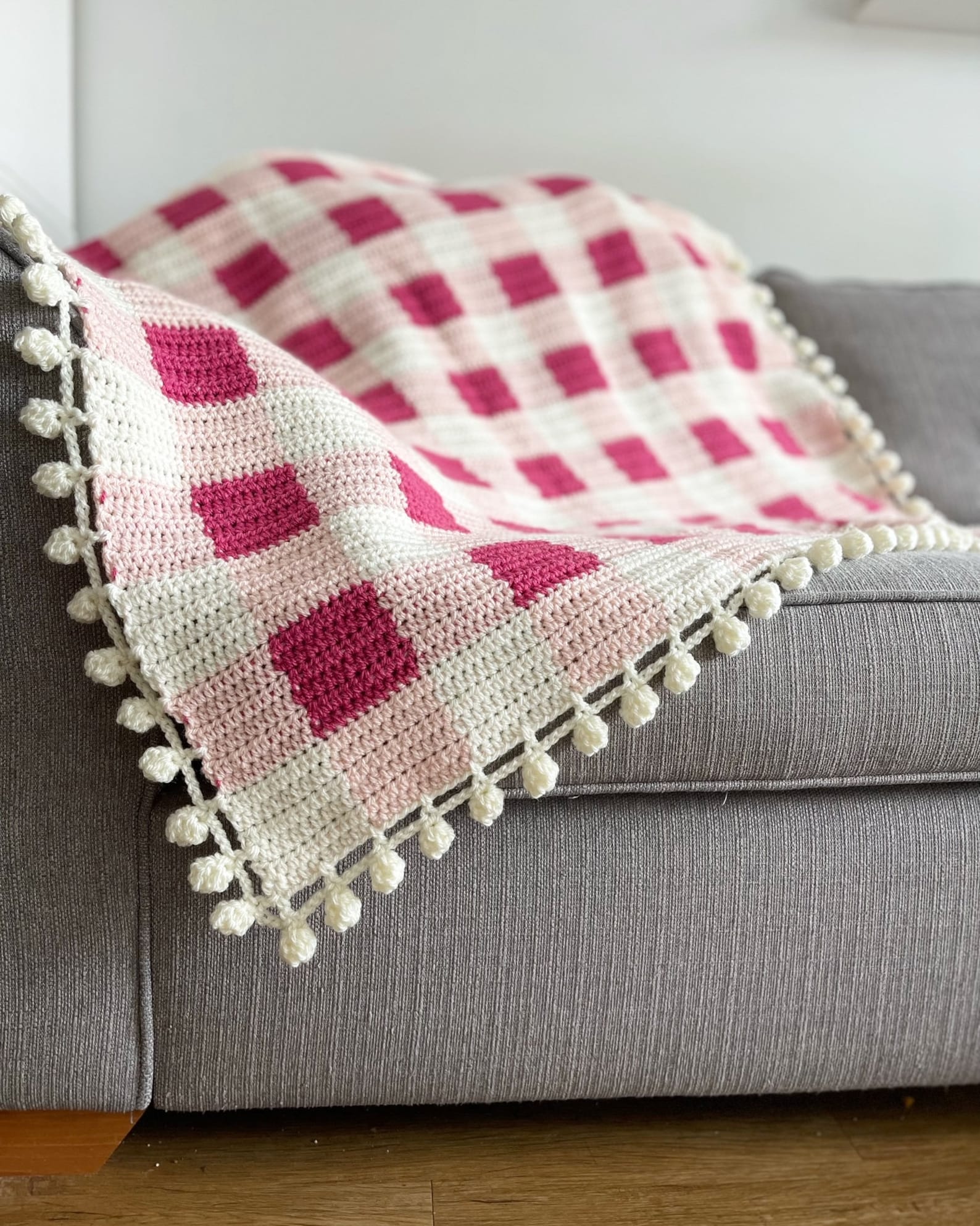 Crochet Pattern - Raspberry Gingham Throw - Etsy