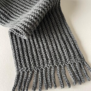 Crochet Pattern - Anthracite Grey Ribbed Scarf and Beanie Hat Set - Etsy