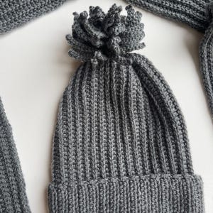 Crochet Pattern - Anthracite Grey Ribbed Scarf and Beanie Hat Set - Etsy