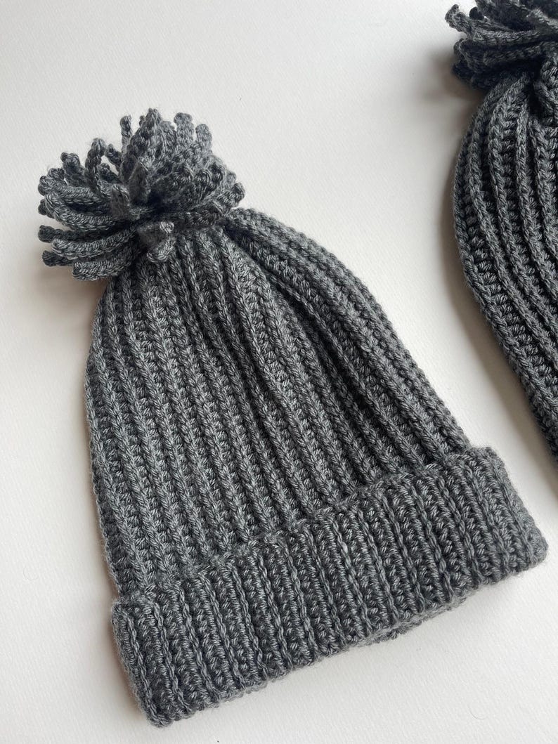 Crochet Pattern - Anthracite Grey Ribbed Scarf and Beanie Hat Set - Etsy