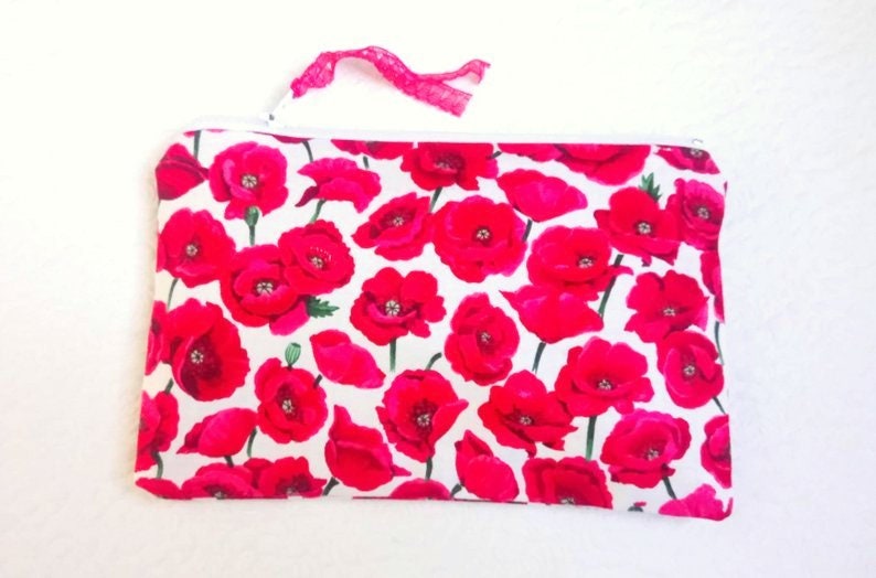 Poppy Purse Floral Purse Gift for Mom Poppy Pouch Zipped Poppy - Etsy