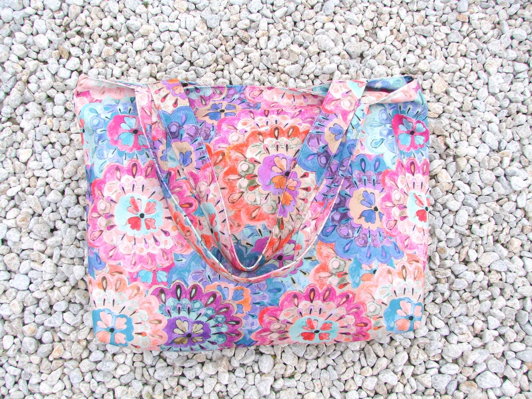 Boho Tote Fabric Bag Colorful Tote Zipped Weekend Bag Zipped Tote Large ...