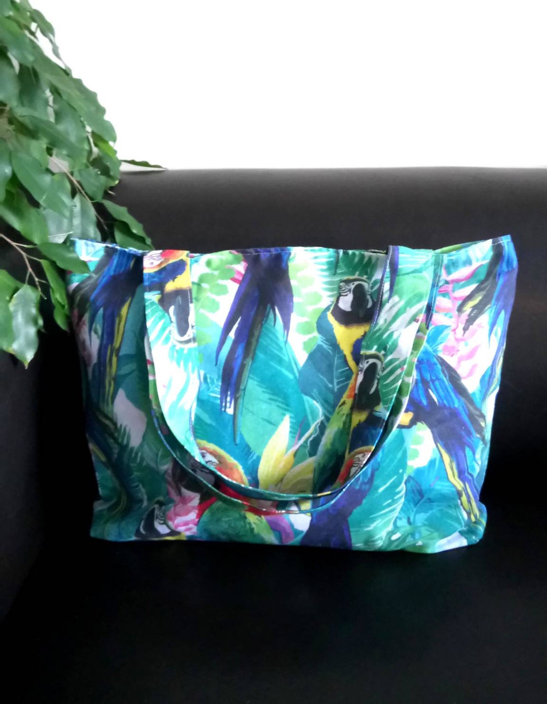 Colorful Tote Parrot Bag Large Tote Girlfriend Gift With Parrots Gift ...