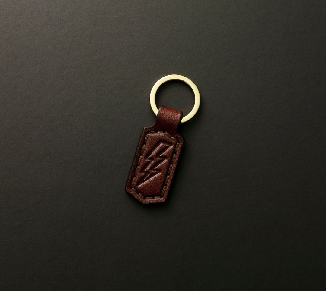 Leather Lightning Bolt Keychain: Personalized Mini Key Fob - Etsy