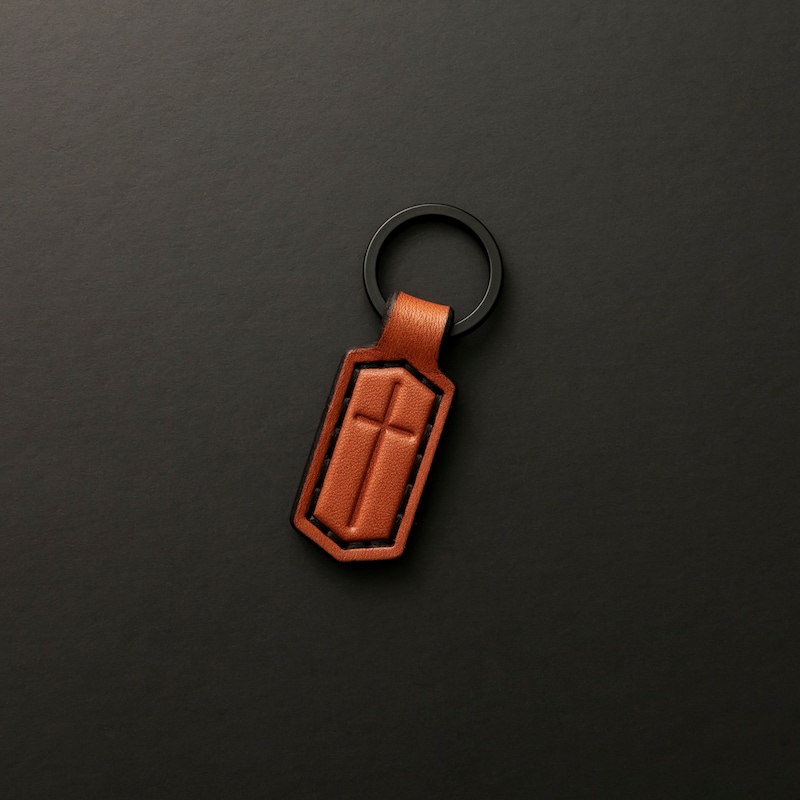 Leather Cross Keyring - Etsy