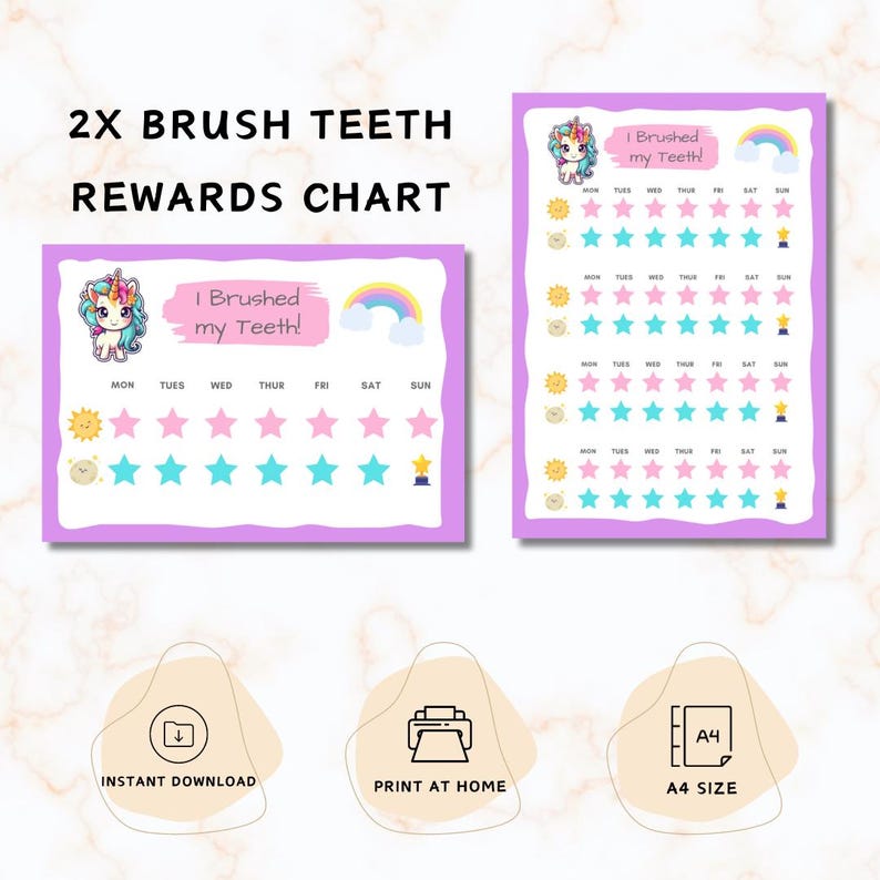 Unicorn Brush Teeth Rewards Chart (printable) - Etsy