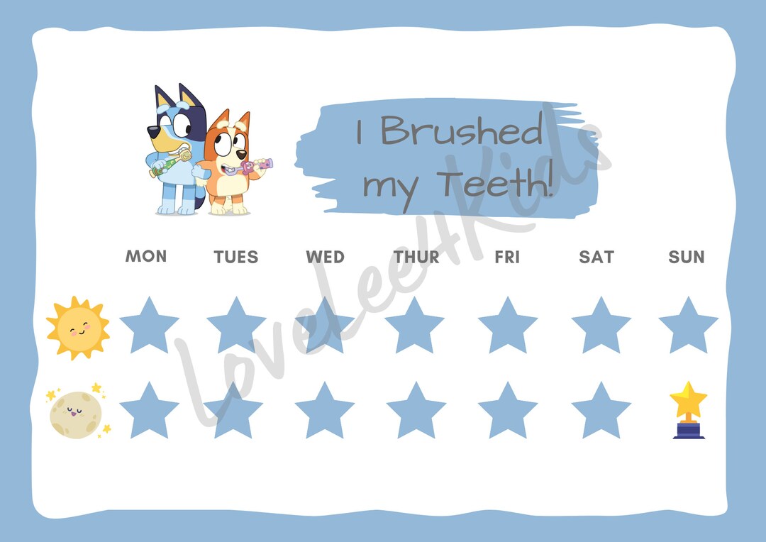 Bluey Teeth Brushing Rewards Chart - Etsy Australia