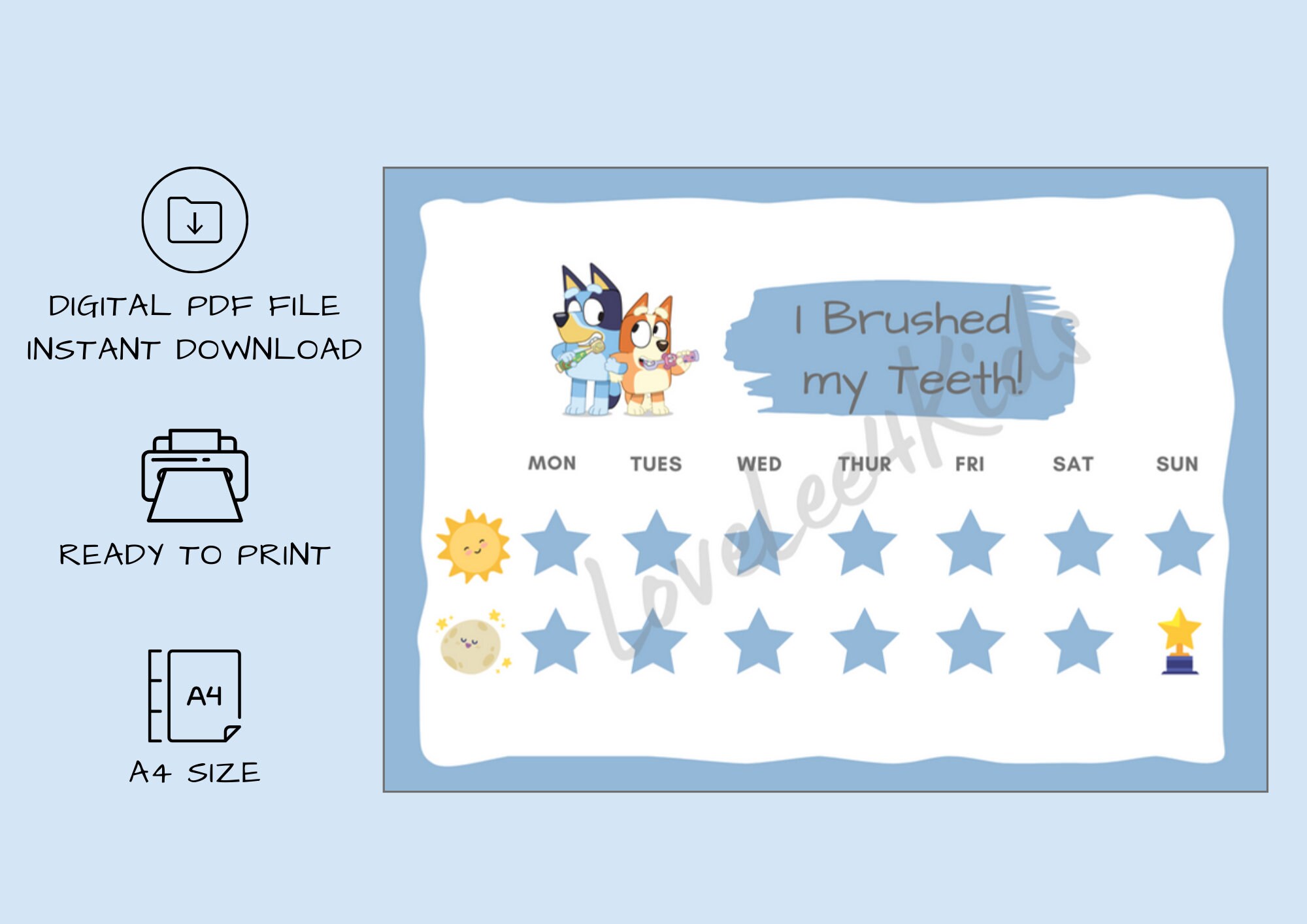 Bluey Teeth Brushing Rewards Chart - Etsy Australia