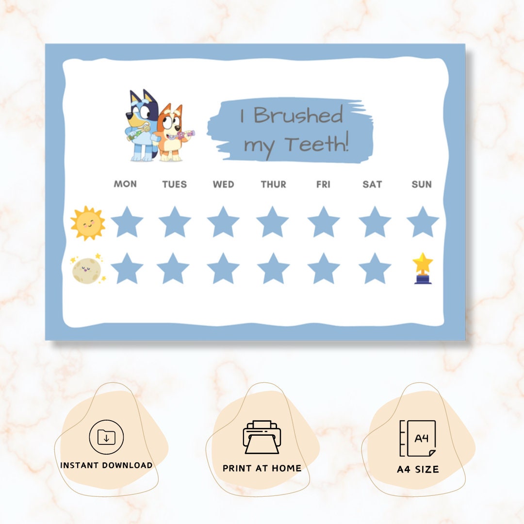 Bluey Brush Teeth Rewards Chart - Etsy