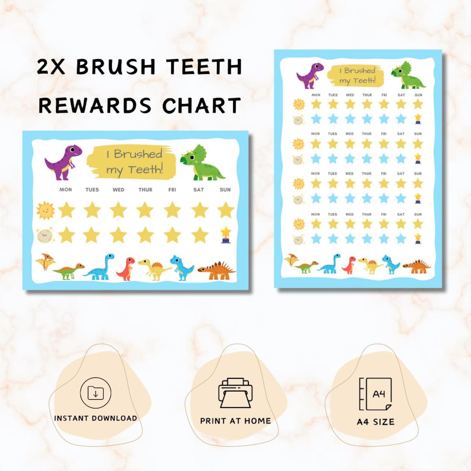 Dinosaur Brush Teeth Rewards Chart (printable) - Etsy