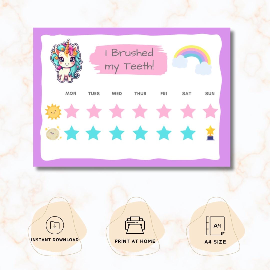 Unicorn Brush Teeth Rewards Chart (printable) - Etsy