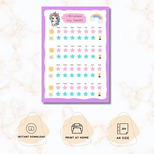 Unicorn Brush Teeth Rewards Chart (printable) - Etsy