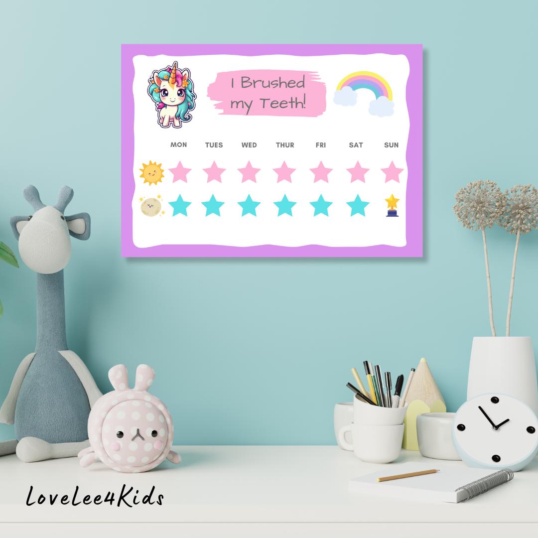 Unicorn Brush Teeth Rewards Chart (printable) - Etsy