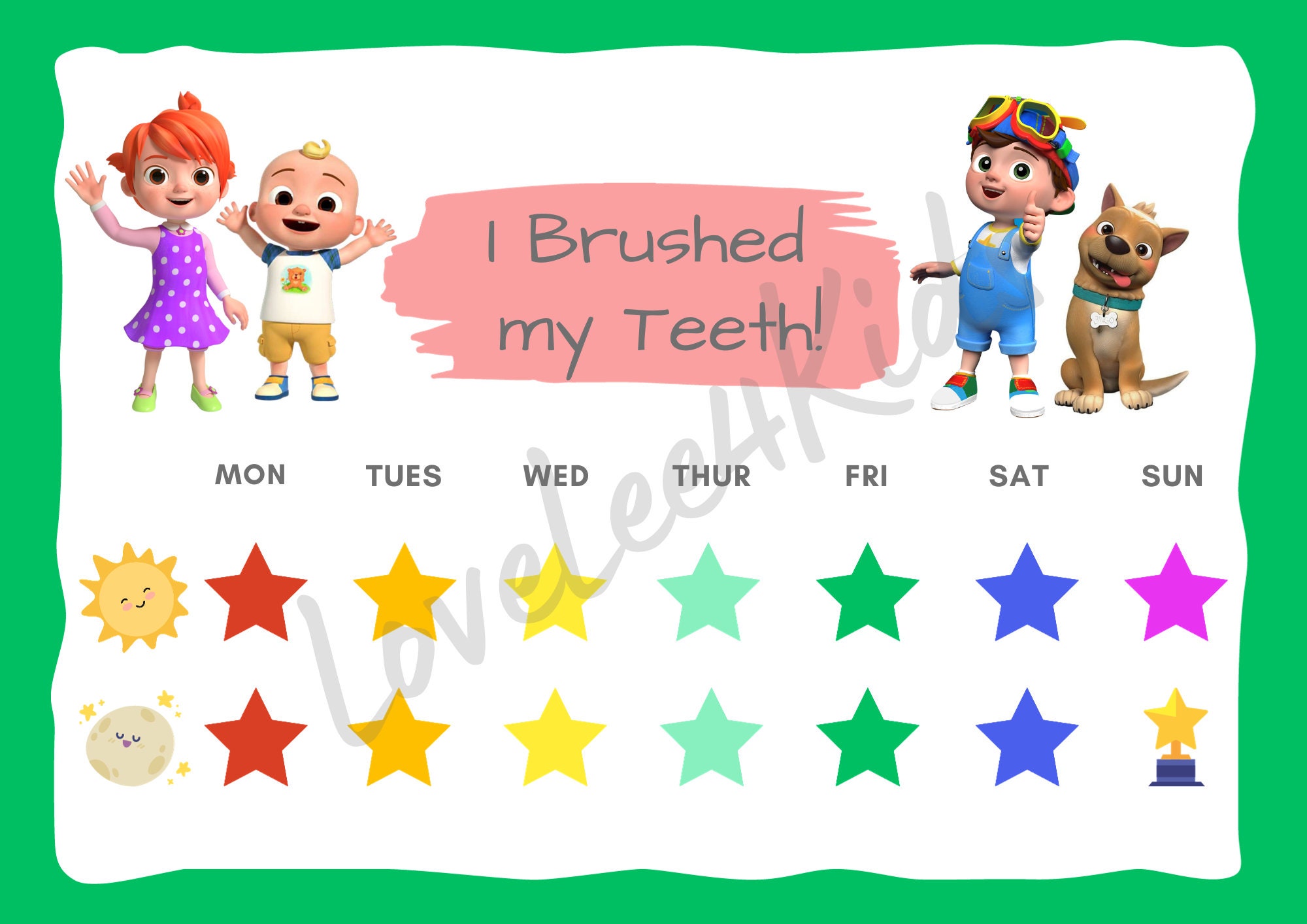 Cocomelon Teeth Brushing Rewards Chart - Etsy