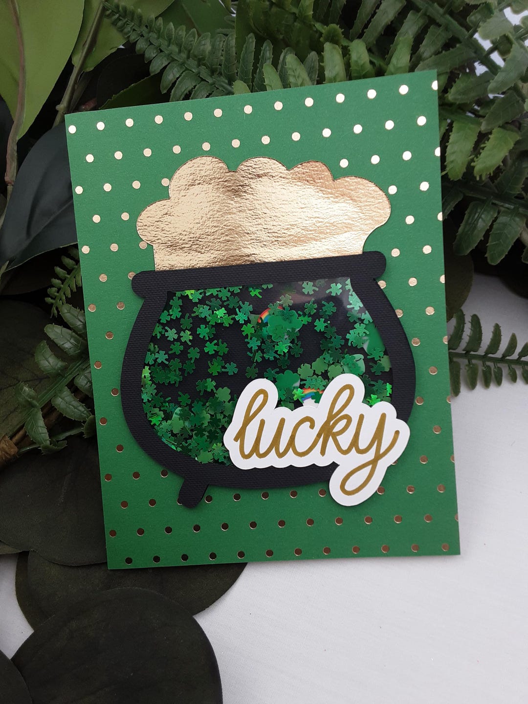 St. Patrick's Day Card | Lucky Pot of Gold Card | Gold Cauldron - Etsy