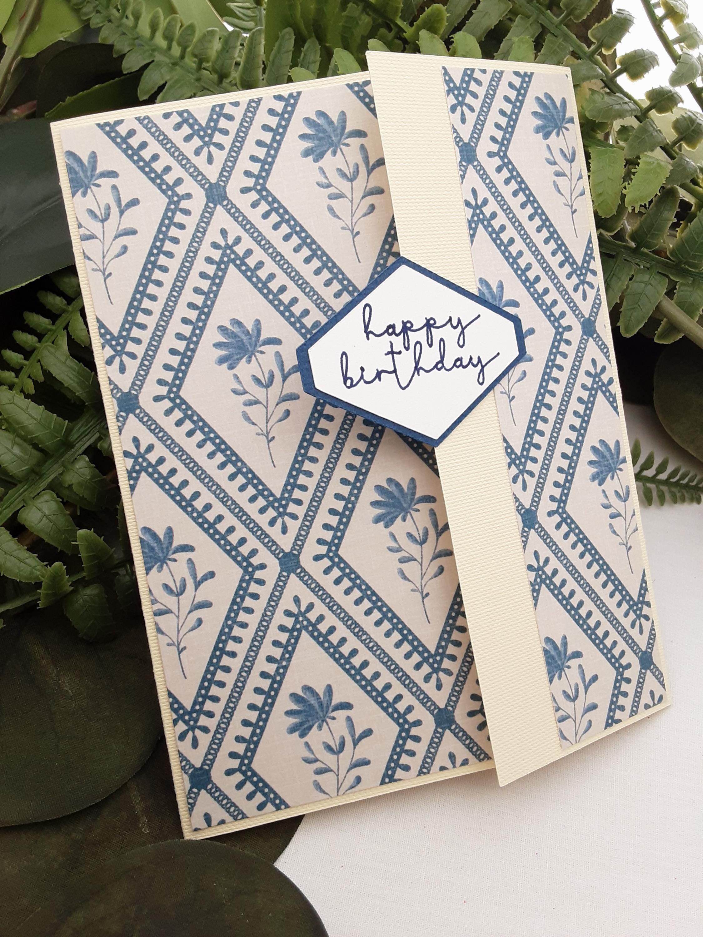 Blue Pattern Happy Birthday Card | Blue Birthday Card | Elegant ...