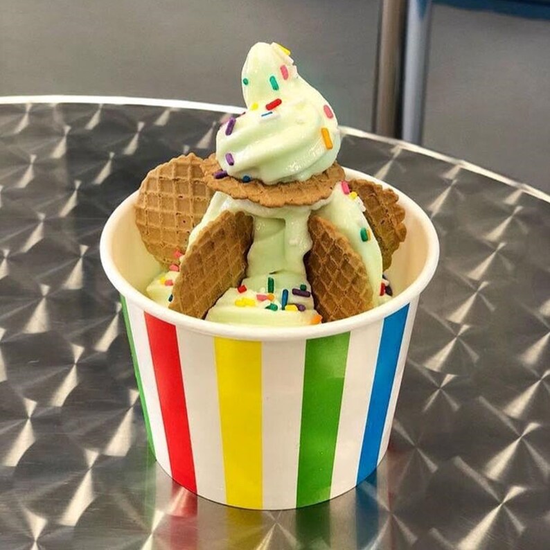 8 oz Rainbow Striped Madness Paper Ice Cream Cups Amazing | Etsy