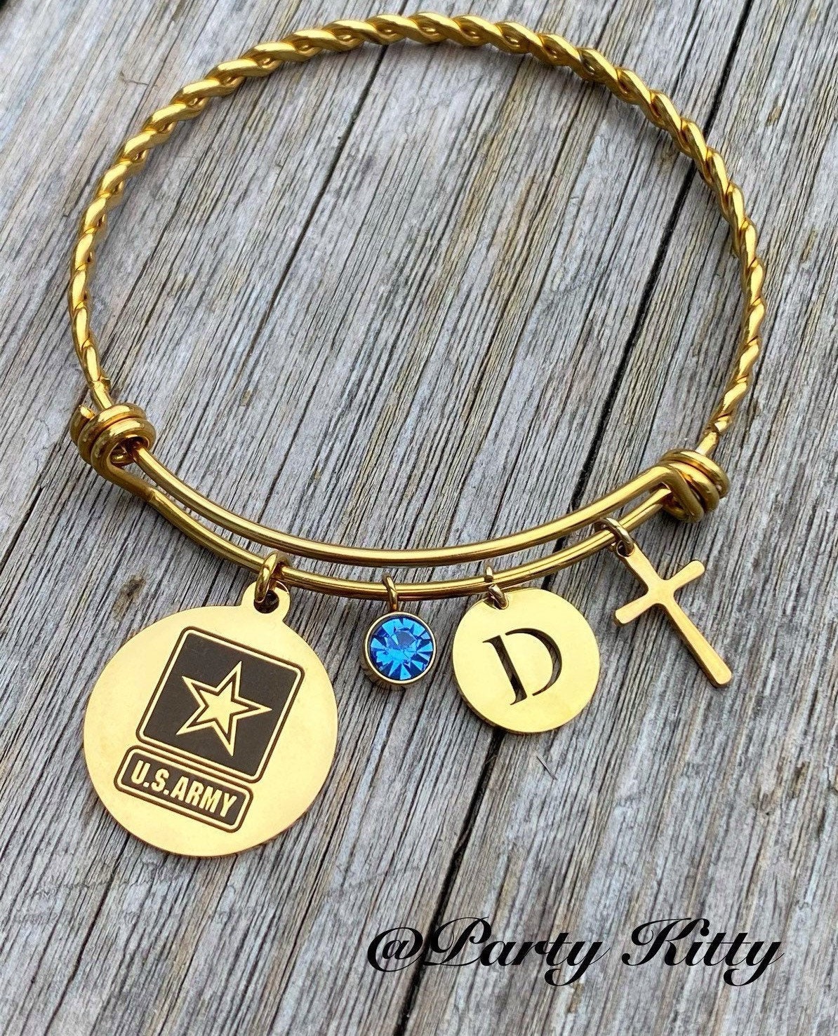 Gold Stainless Steel US Army Crest Bracelet Army Mom Soldier - Etsy