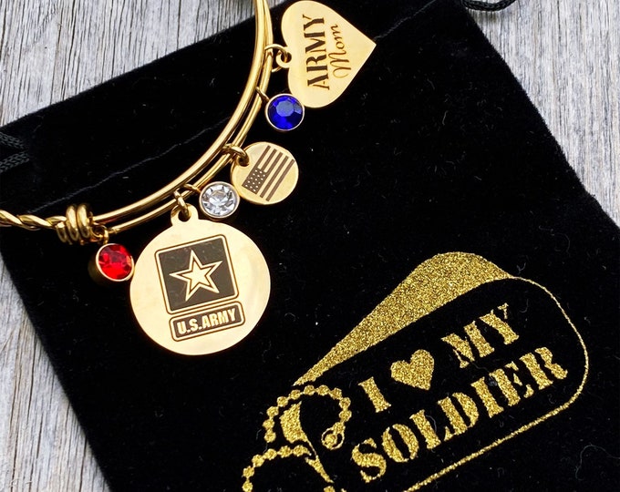 Army Mom Bracelet Wife Girlfriend US Military Gift US Army Charm ...