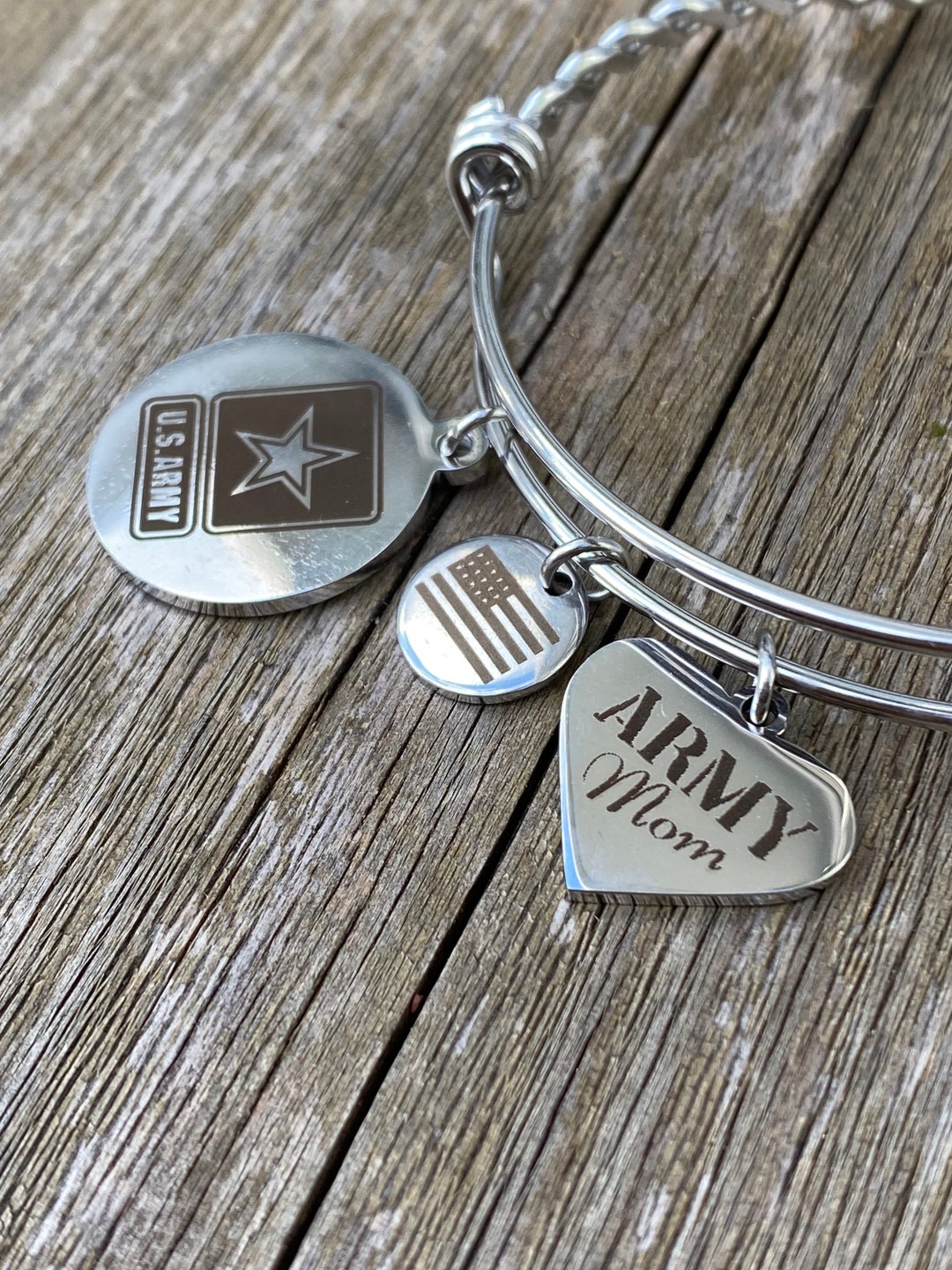 Army Mom Bracelet Wife Girlfriend US Military Gift US Army Charm ...