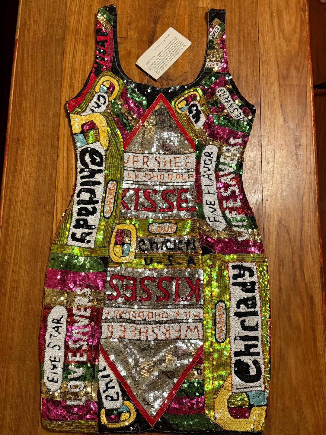 90s Sequin Candy Wrapper Dress: Vintage French Collizioni Beaded Pop ...