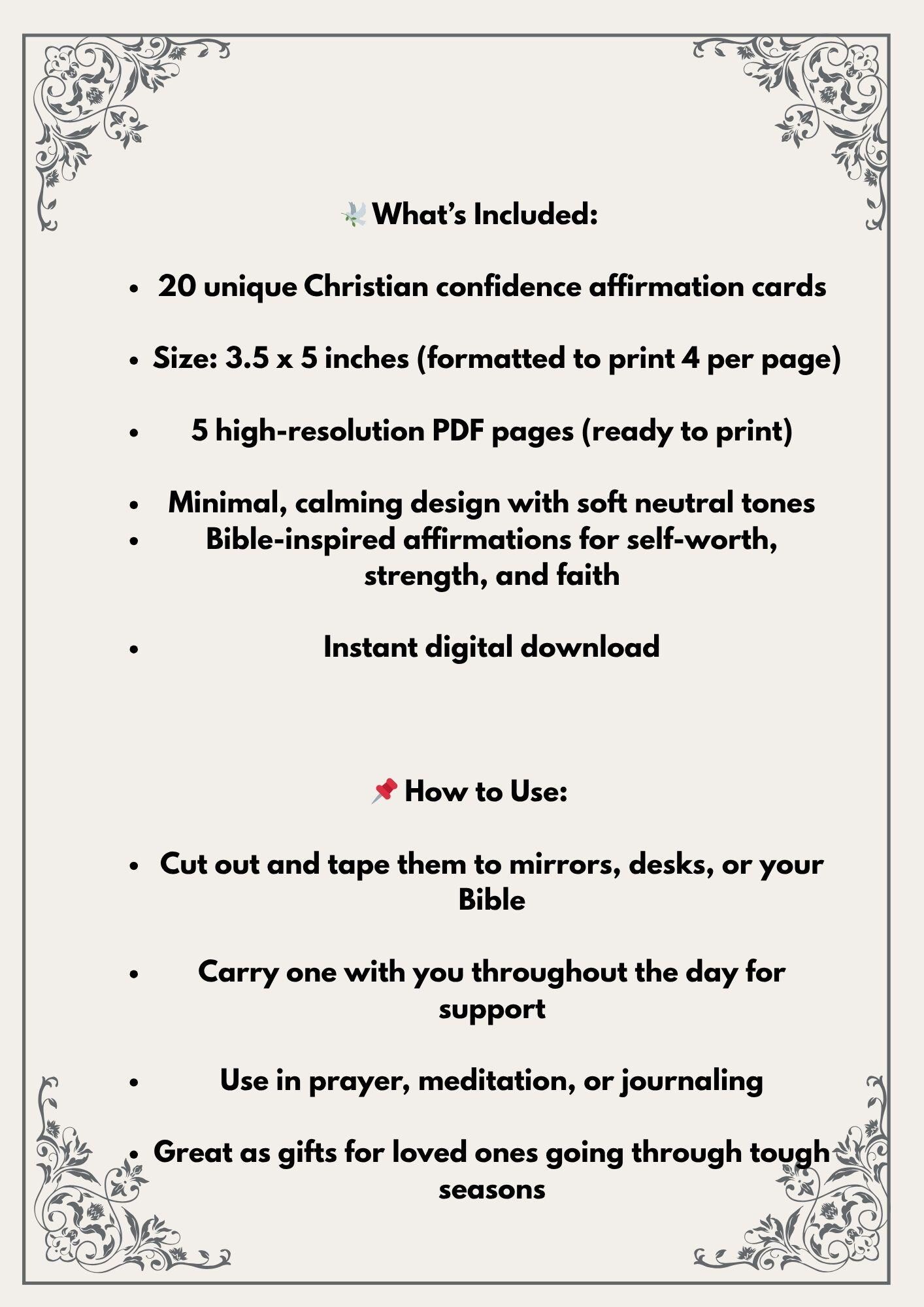 Printable Christian Affirmation Cards: Bible-based Confidence Boost ...