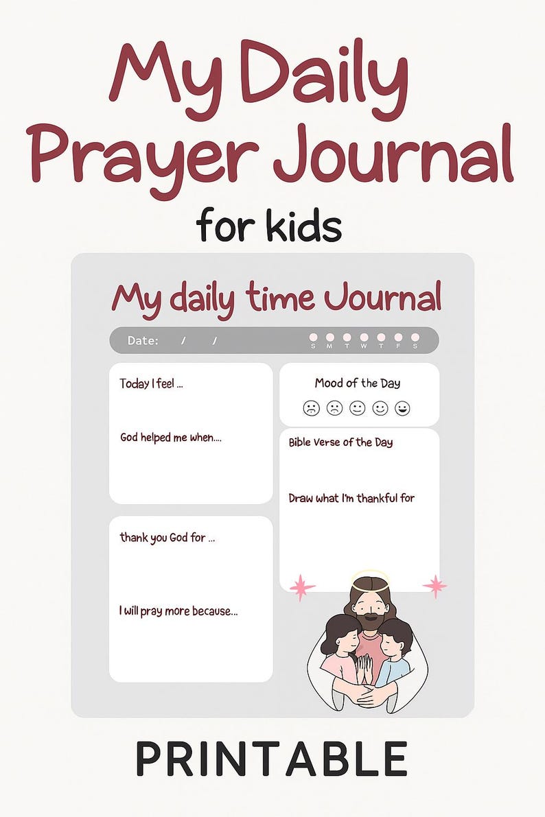 Kids Christian Prayer Bulk Journal Bundle | Printable Devotionals, Mood ...