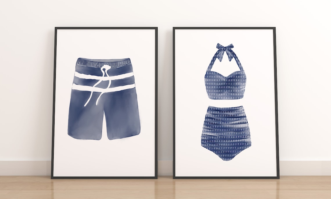 Vintage Swimsuit Art Print Watercolor Art Print Home Decor - Etsy