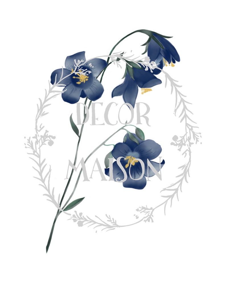 Flower Print Set of 6 Botanical Art Prints Blue Flower - Etsy