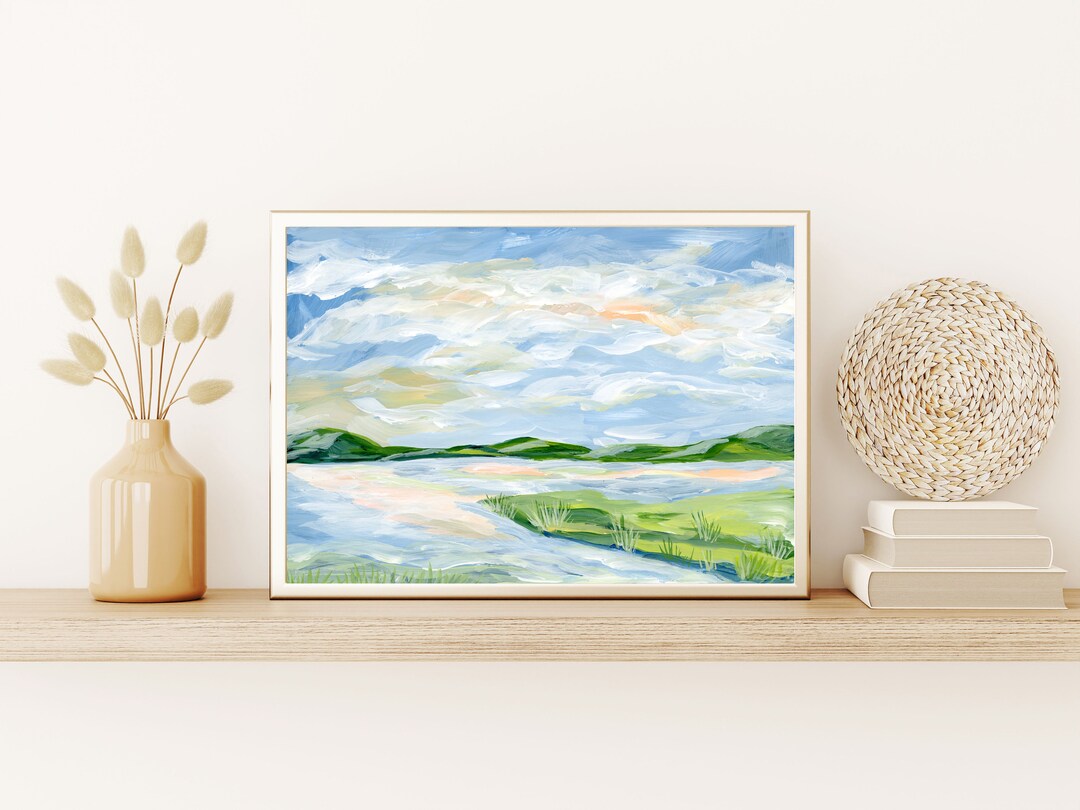 Original Marsh Painting - Sunset Wall Art Print - Acrylic Painting ...