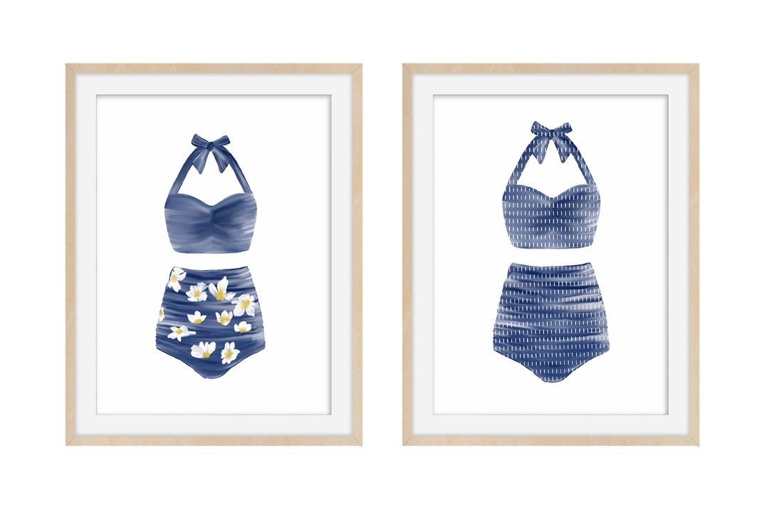 Vintage Swimsuit Art Print - Watercolor Art Print - Home Decor - Beach ...