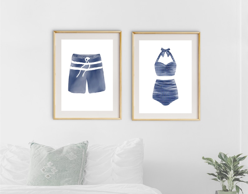 Vintage Swimsuit Art Print - Watercolor Art Print - Home Decor - Beach ...
