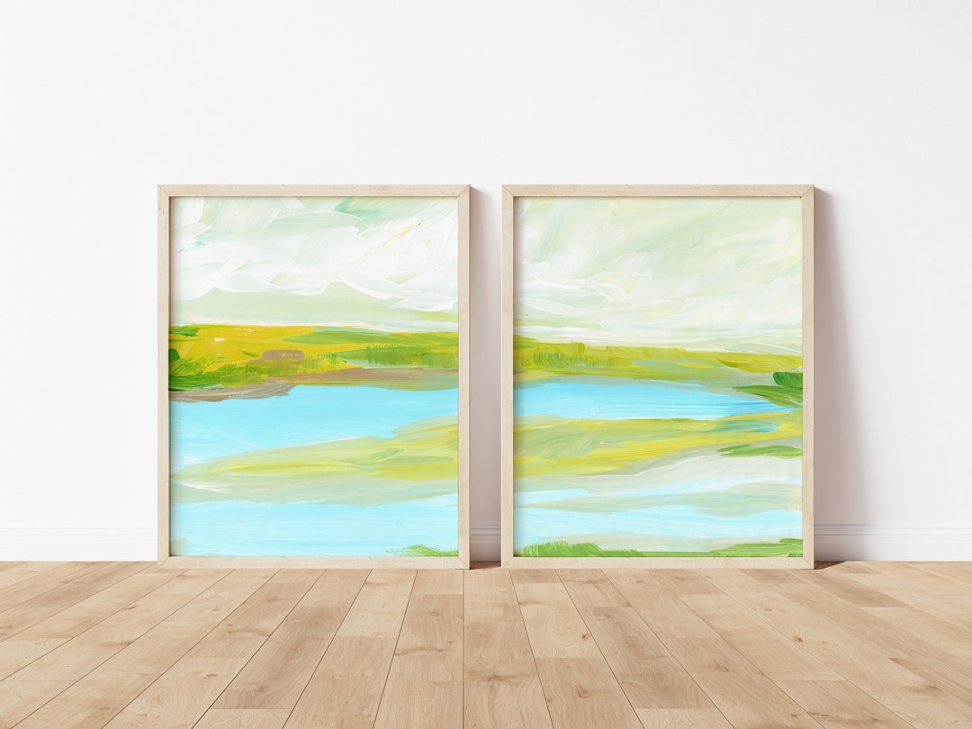 Abstract Coastal Wall Art Beach Artwork Light Pale Blue Green, Wall Art ...