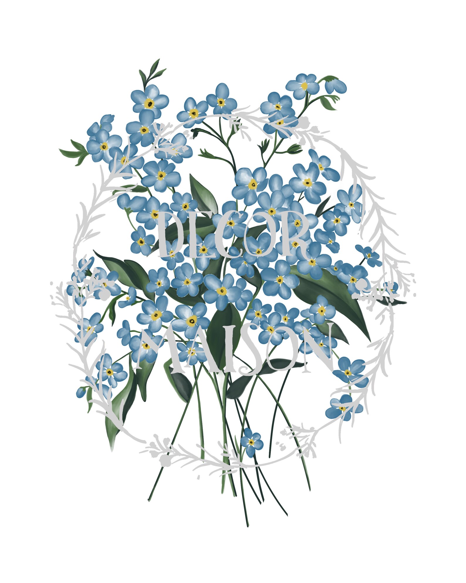 Blue Watercolor Flower Print Blue Flowers Art Print | Etsy