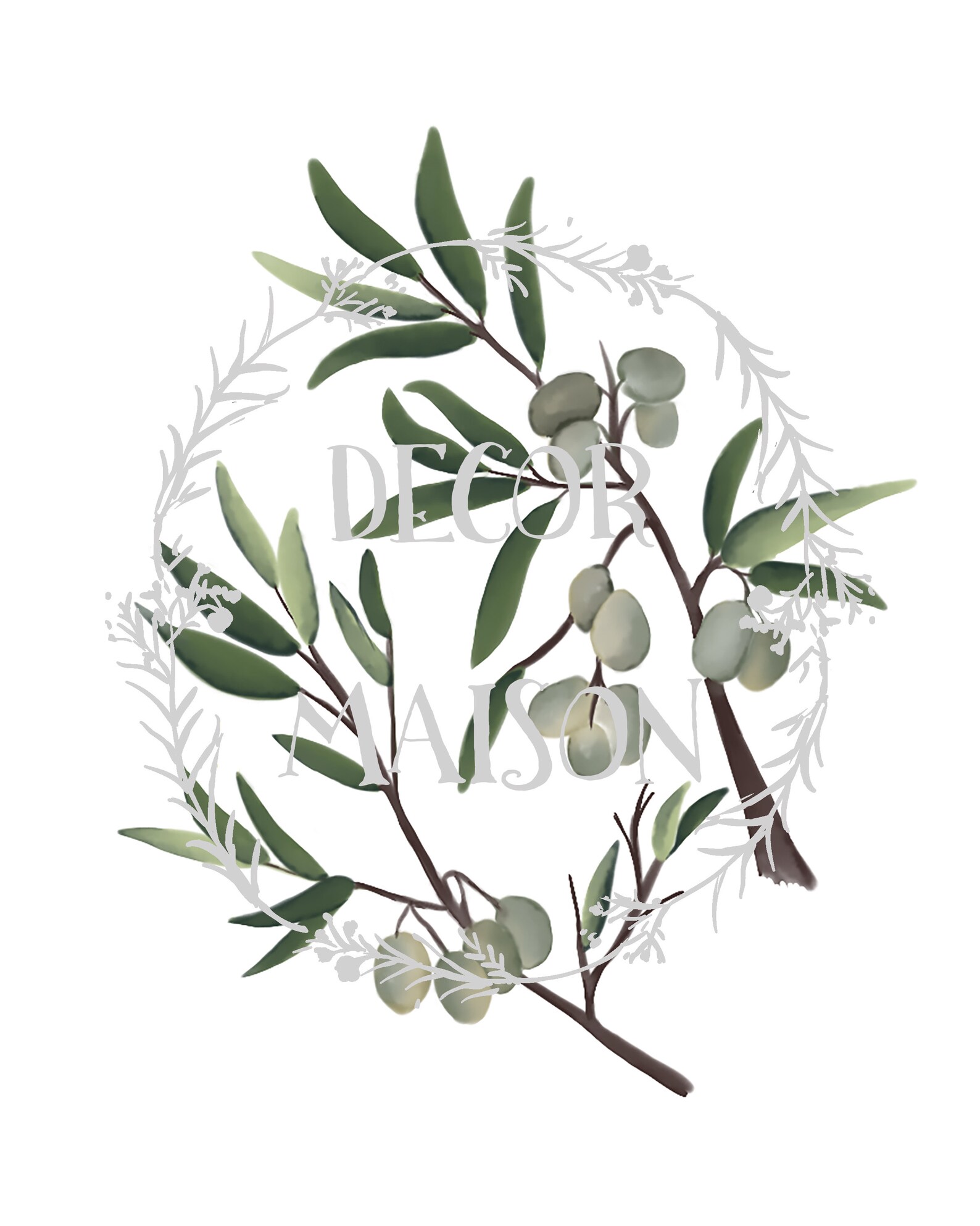 Botanical Print Set of 4 Olive Branch Print Wall Art Set - Etsy
