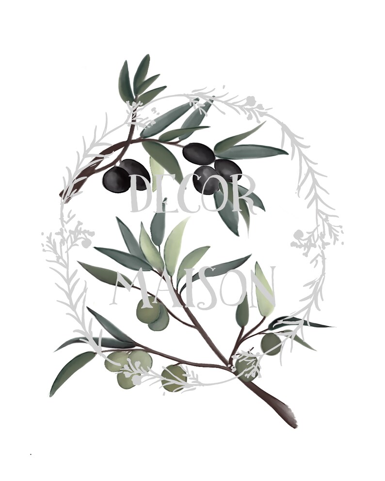 Botanical Print Set of 4 Olive Branch Print Wall Art Set - Etsy