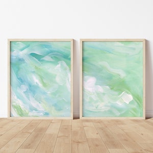 Coastal Wall Art Beach - Artwork Light Pale Blue Green, Wall Art Print ...
