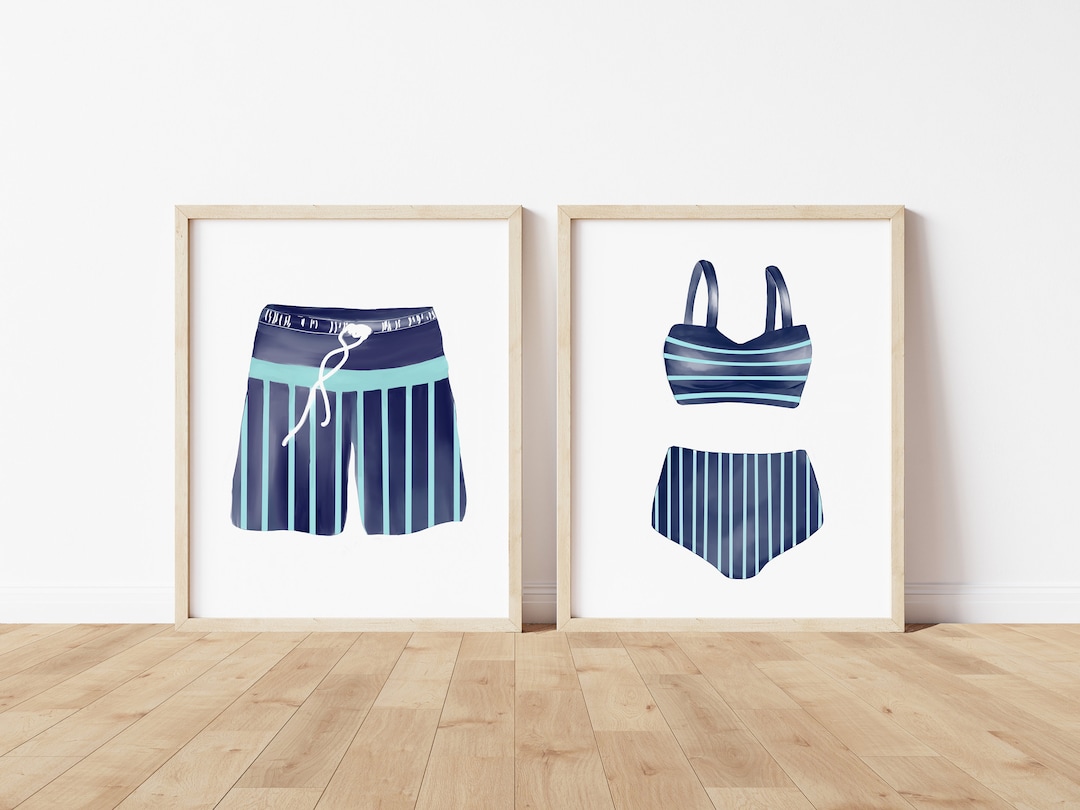 Vintage Swimsuit Art Print - Watercolor Art Print - Home Decor - Beach ...