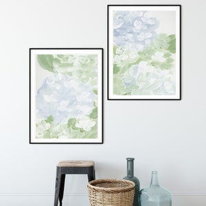Blue Hydrangeas Print Set of 2 - Blue Flowers - Abstract Flowers ...