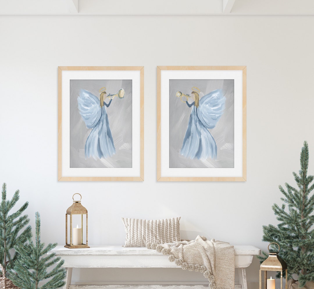 Christmas Angel Prints - Print Set of 2 Christmas Angel - Christmas Art ...