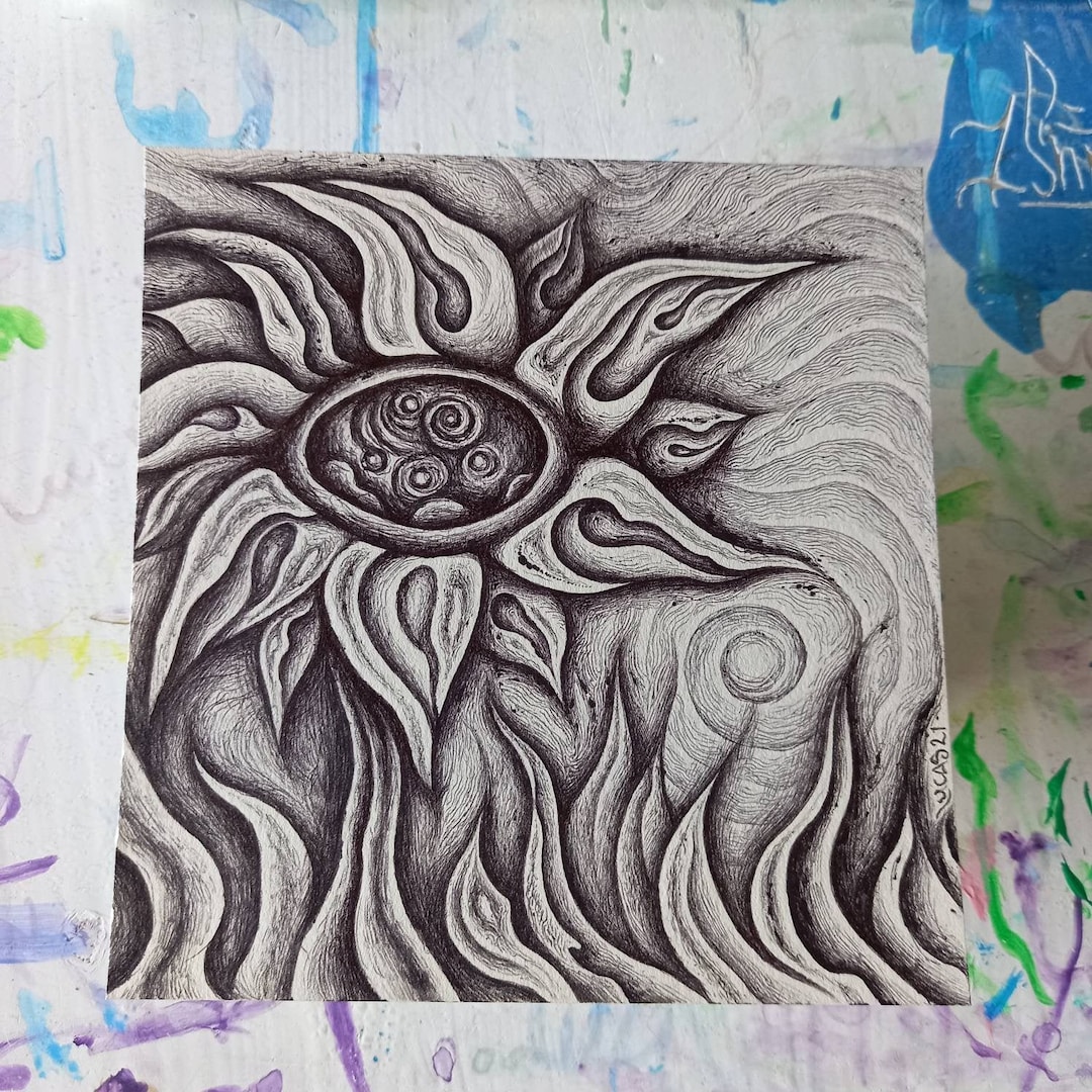 Galaxy Flower, Original Drawing - Etsy