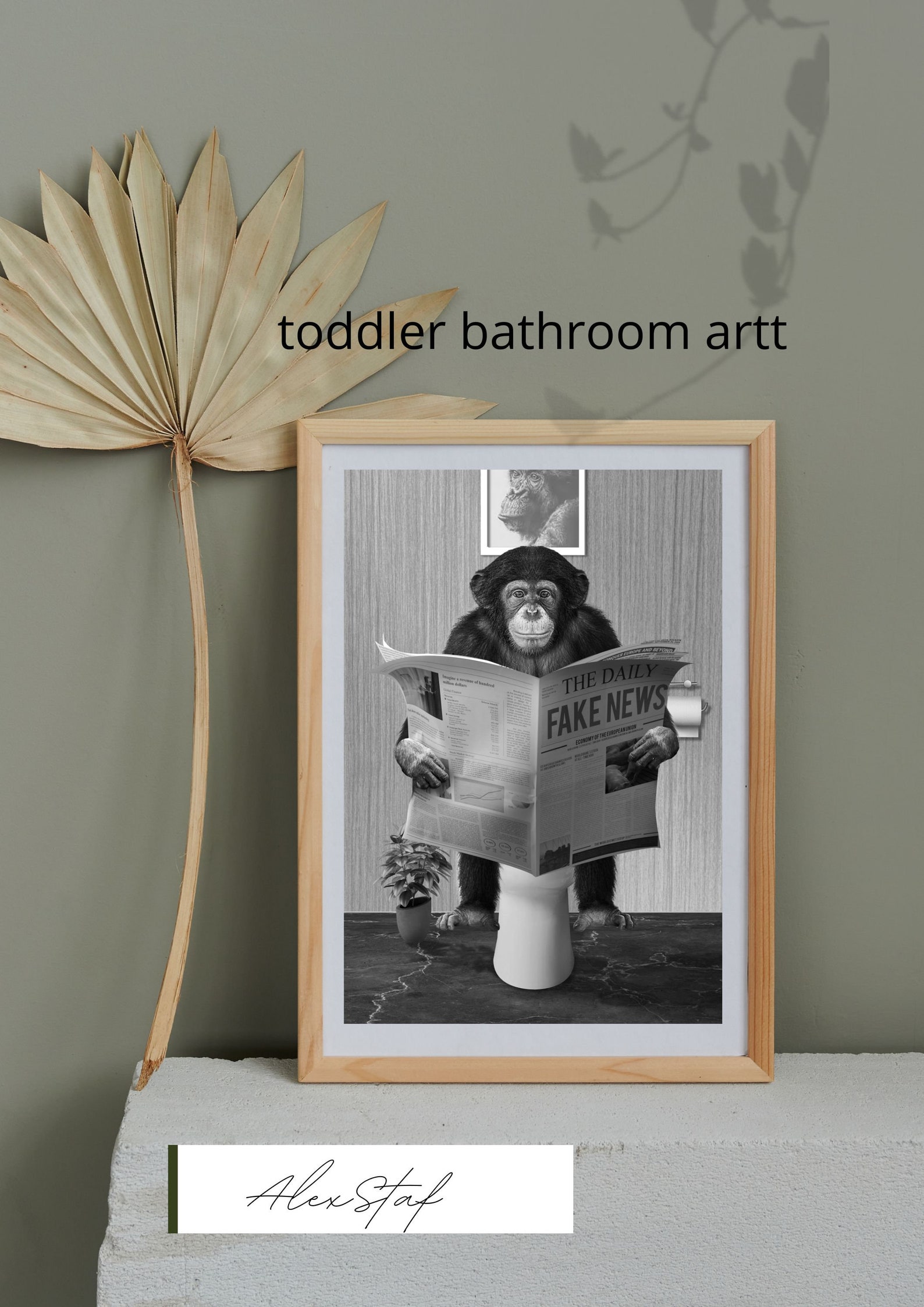 Monkey on Toilet Set 2 Funny Bathroom Printable Set 2 Safari - Etsy