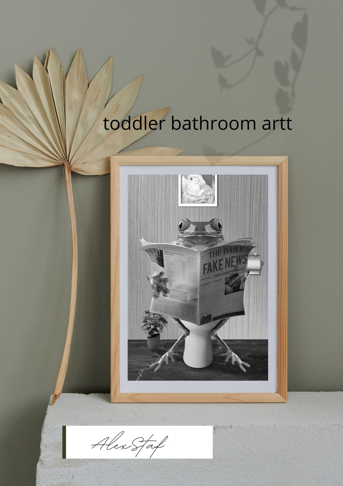 Frog Taking a Bath Frog Print Funny Bathroom Art Frog in - Etsy